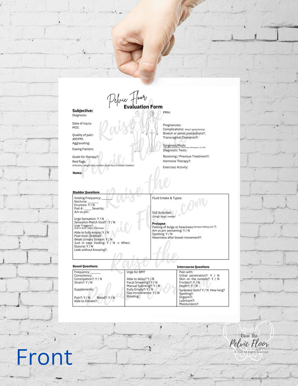 Pelvic Floor Evaluation Form Template | * DIGITAL DOWNLOAD*| Subjectiv ...